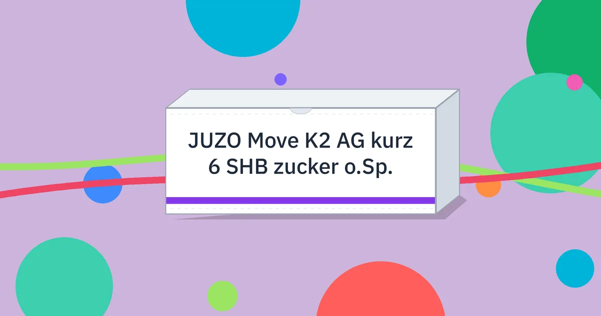 Symbolbild: Packung mit der Aufschrift JUZO Move K2 AG kurz 6 SHB zucker o.Sp. (PZN 18529830) – Verfügbarkeit und Bezug in Apotheken in Frankfurt am Main