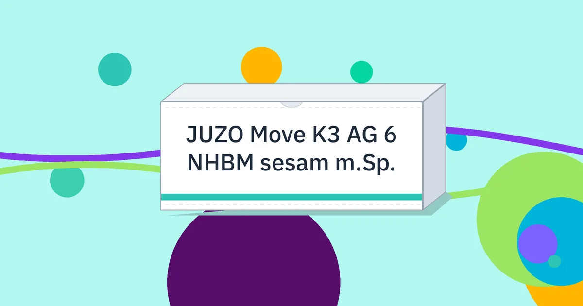 Symbolbild: Packung mit der Aufschrift JUZO Move K3 AG 6 NHBM sesam m.Sp. (PZN 18574865) – Verfügbarkeit und Bezug in Apotheken in Frankfurt am Main