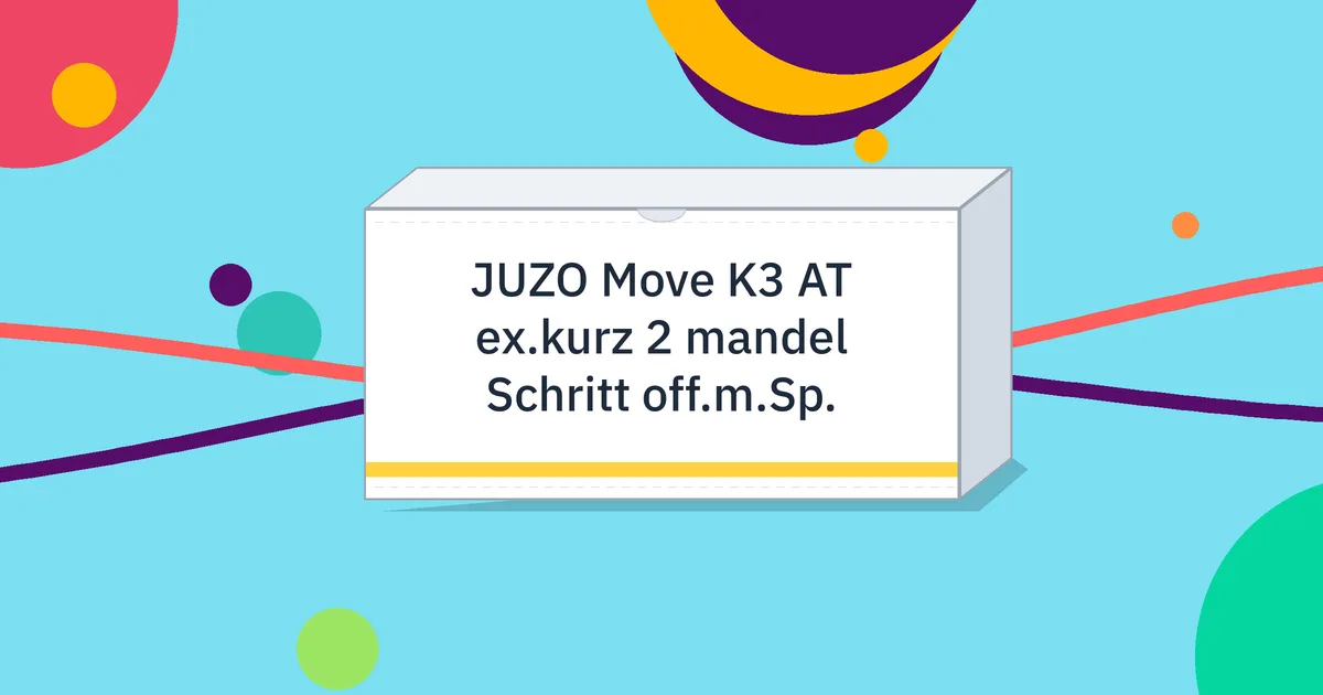 Symbolbild: Packung mit der Aufschrift JUZO Move K3 AT ex.kurz 2 mandel Schritt off.m.Sp. (PZN 20680681) – Verfügbarkeit und Bezug in Apotheken in Frankfurt am Main