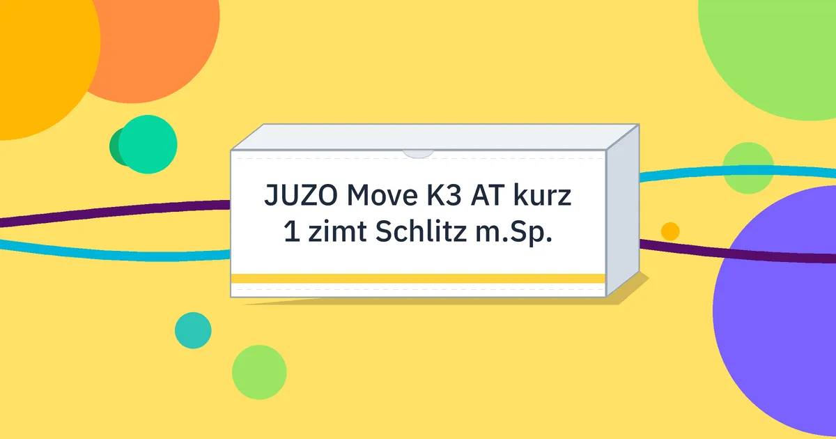 Symbolbild: Packung mit der Aufschrift JUZO Move K3 AT kurz 1 zimt Schlitz m.Sp. (PZN 20684064) – Verfügbarkeit und Bezug in Apotheken in Frankfurt am Main