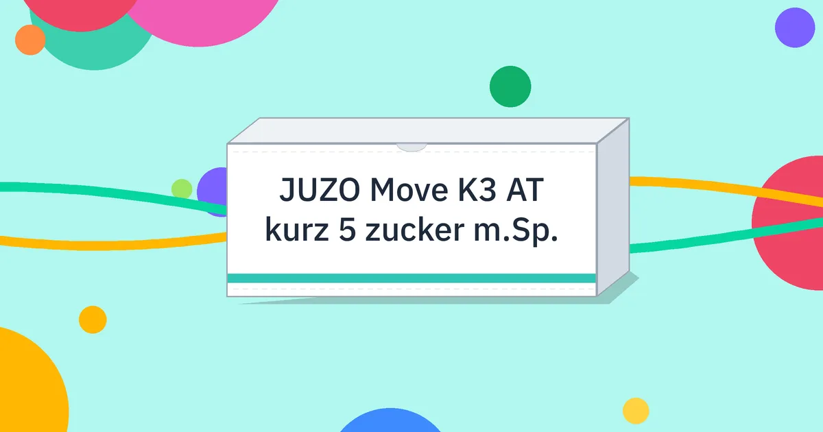Symbolbild: Packung mit der Aufschrift JUZO Move K3 AT kurz 5 zucker m.Sp. (PZN 20682906) – Verfügbarkeit und Bezug in Apotheken in Frankfurt am Main