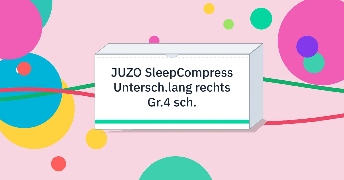 Symbolbild: Packung mit der Aufschrift JUZO SleepCompress Untersch.lang rechts Gr.4 sch. (PZN 19622603) – Verfügbarkeit und Bezug in Apotheken in Frankfurt am Main