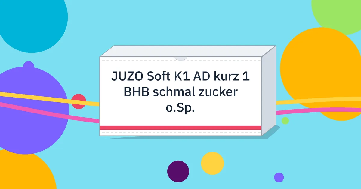 Symbolbild: Packung mit der Aufschrift JUZO Soft K1 AD kurz 1 BHB schmal zucker o.Sp. (PZN 15463415) – Verfügbarkeit und Bezug in Apotheken in Frankfurt am Main