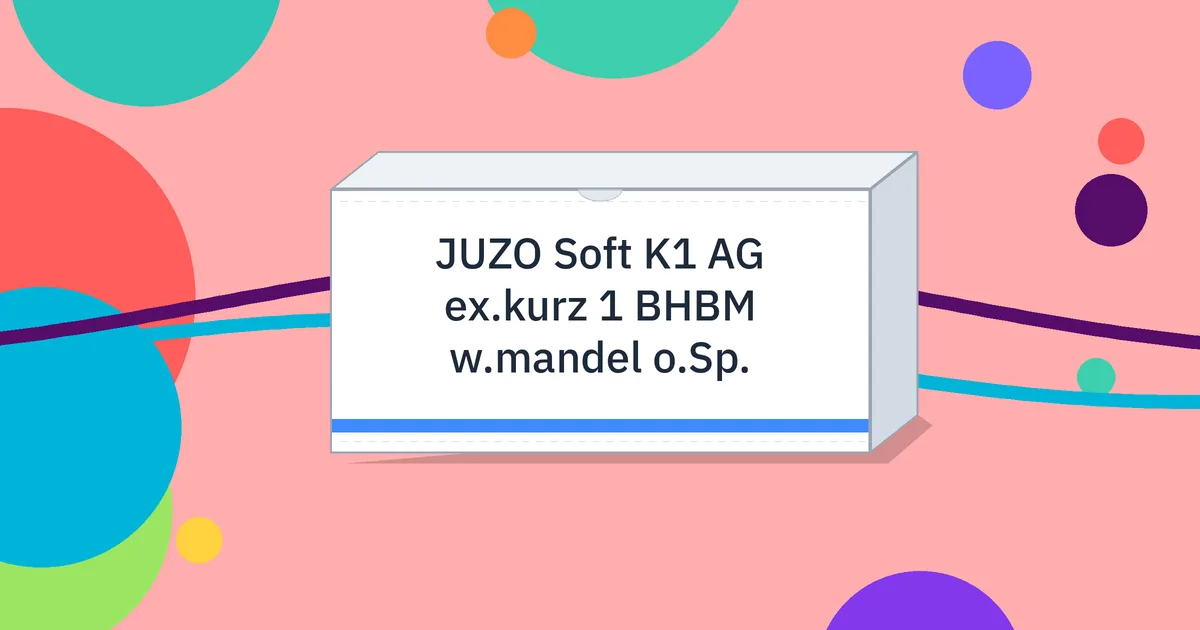 Symbolbild: Packung mit der Aufschrift JUZO Soft K1 AG ex.kurz 1 BHBM w.mandel o.Sp. (PZN 14866341) – Verfügbarkeit und Bezug in Apotheken in Frankfurt am Main