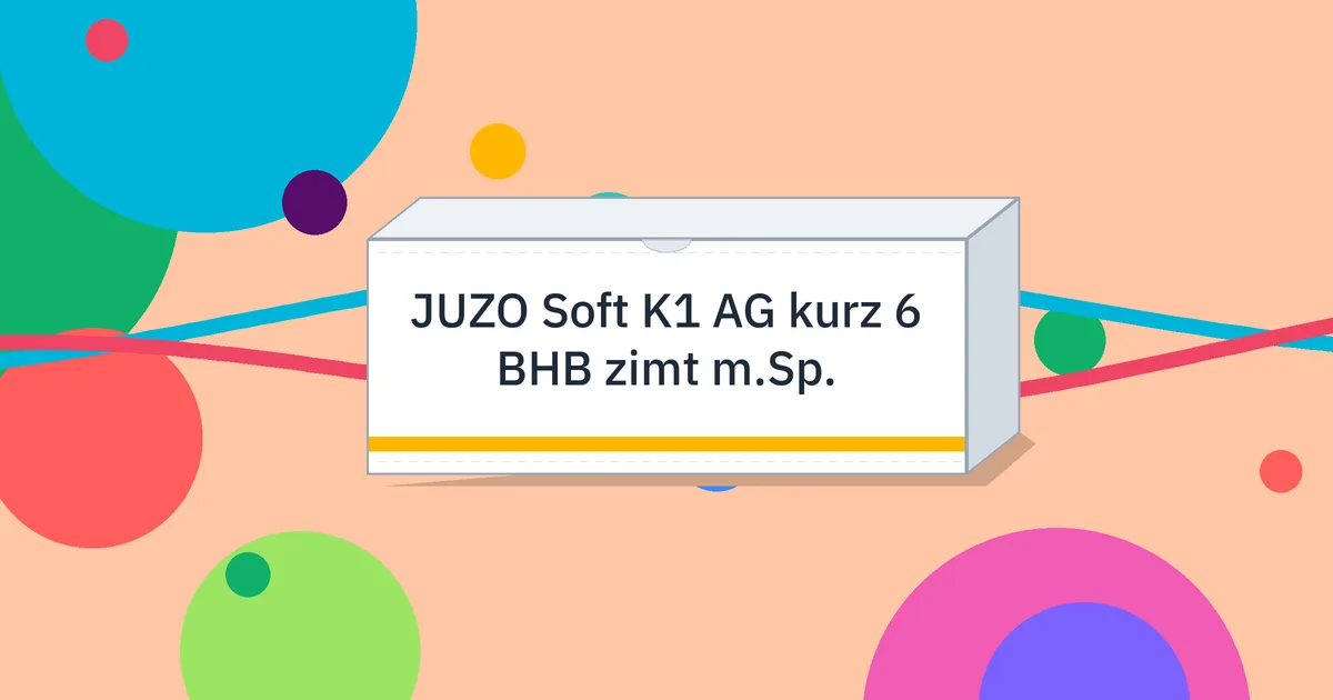 Symbolbild: Packung mit der Aufschrift JUZO Soft K1 AG kurz 6 BHB zimt m.Sp. (PZN 14822102) – Verfügbarkeit und Bezug in Apotheken in Frankfurt am Main