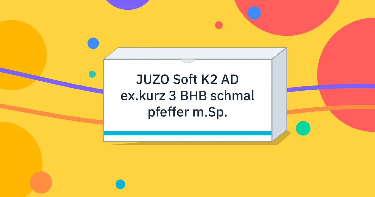 Symbolbild: Packung mit der Aufschrift JUZO Soft K2 AD ex.kurz 3 BHB schmal pfeffer m.Sp. (PZN 15466201) – Verfügbarkeit und Bezug in Apotheken in Frankfurt am Main