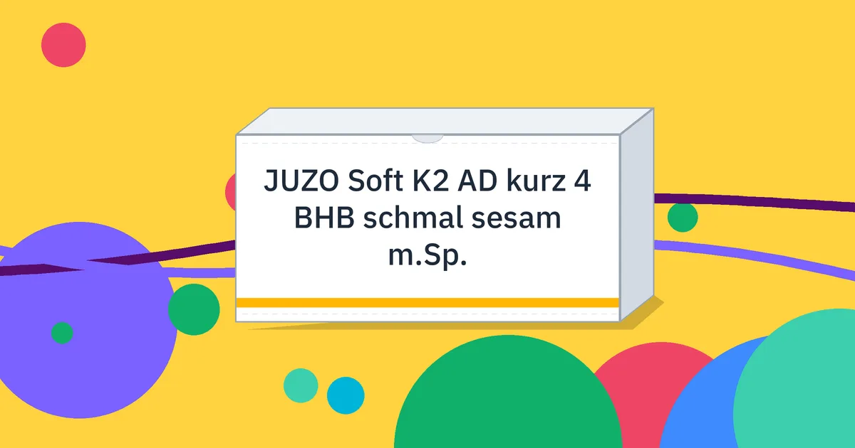 Symbolbild: Packung mit der Aufschrift JUZO Soft K2 AD kurz 4 BHB schmal sesam m.Sp. (PZN 15467695) – Verfügbarkeit und Bezug in Apotheken in Frankfurt am Main