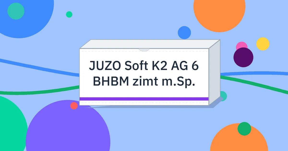 Symbolbild: Packung mit der Aufschrift JUZO Soft K2 AG 6 BHBM zimt m.Sp. (PZN 14858850) – Verfügbarkeit und Bezug in Apotheken in Frankfurt am Main
