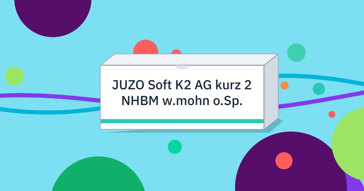 Symbolbild: Packung mit der Aufschrift JUZO Soft K2 AG kurz 2 NHBM w.mohn o.Sp. (PZN 14998108) – Verfügbarkeit und Bezug in Apotheken in Frankfurt am Main