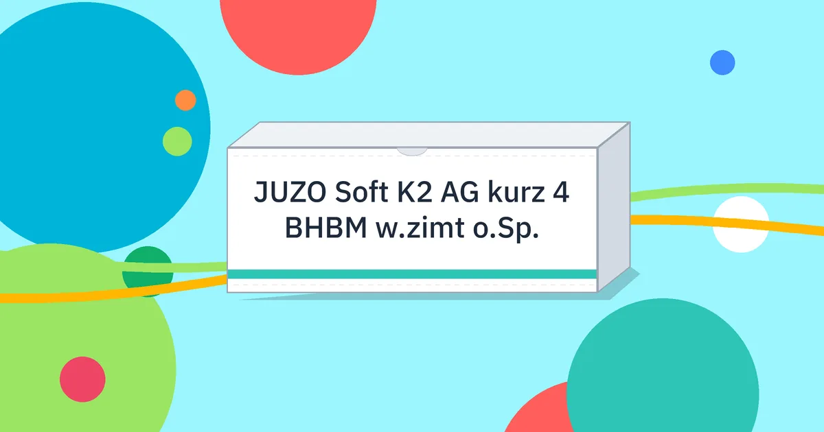 Symbolbild: Packung mit der Aufschrift JUZO Soft K2 AG kurz 4 BHBM w.zimt o.Sp. (PZN 14869374) – Verfügbarkeit und Bezug in Apotheken in Frankfurt am Main