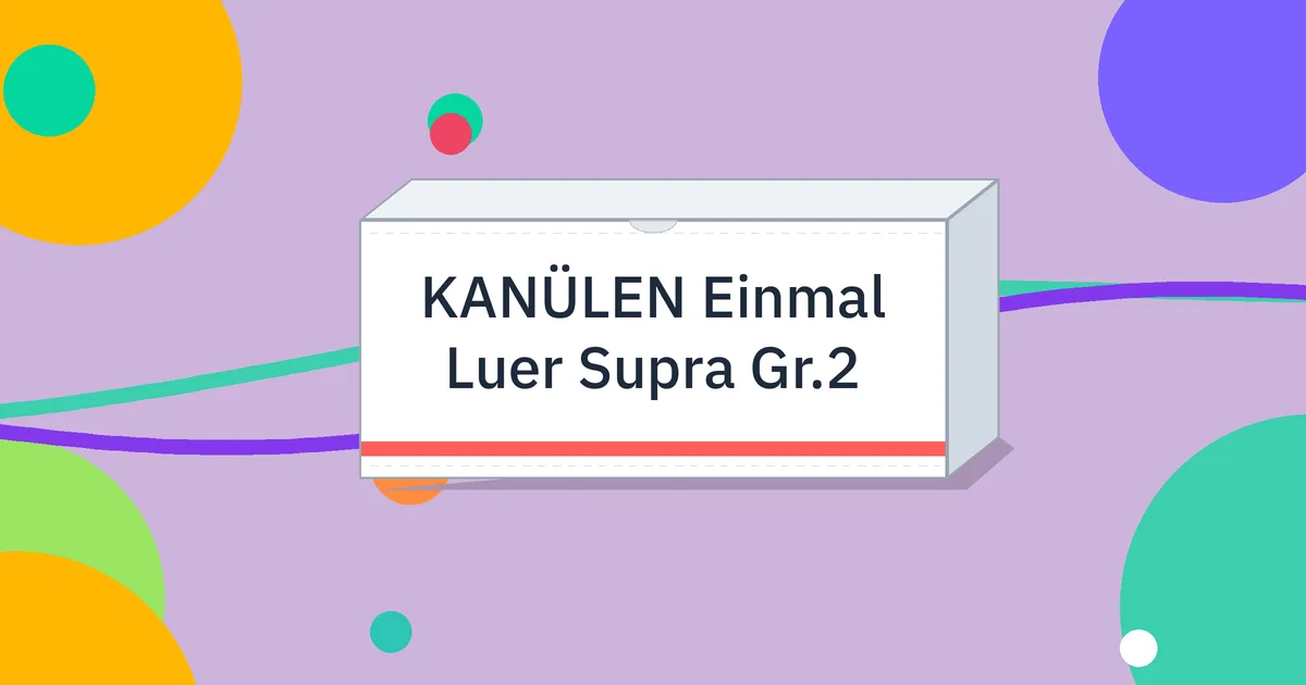 Symbolbild: Packung mit der Aufschrift KANÜLEN Einmal Luer Supra Gr.2 (PZN 03181686) – Verfügbarkeit und Bezug in Apotheken in Frankfurt am Main