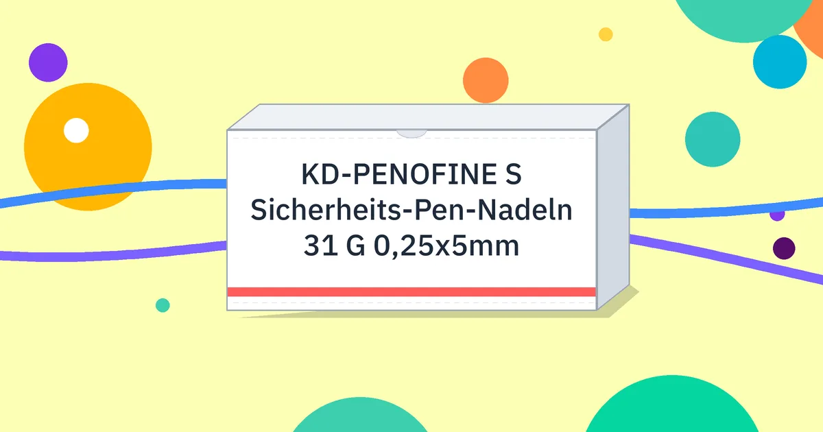 Symbolbild: Packung mit der Aufschrift KD-PENOFINE S Sicherheits-Pen-Nadeln 31 G 0,25x5mm (PZN 20377729) – Verfügbarkeit und Bezug in Apotheken in Frankfurt am Main