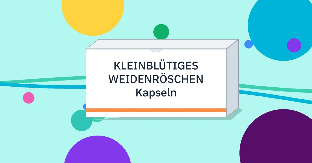 Symbolbild: Packung mit der Aufschrift KLEINBLÜTIGES WEIDENRÖSCHEN Kapseln (PZN 05362216) – Verfügbarkeit und Bezug in Apotheken in Frankfurt am Main