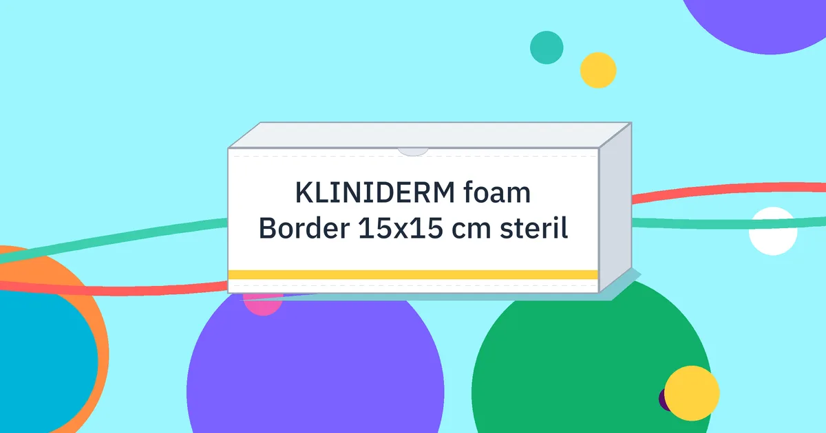 Symbolbild: Packung mit der Aufschrift KLINIDERM foam Border 15x15 cm steril (PZN 09608884) – Verfügbarkeit und Bezug in Apotheken in Frankfurt am Main