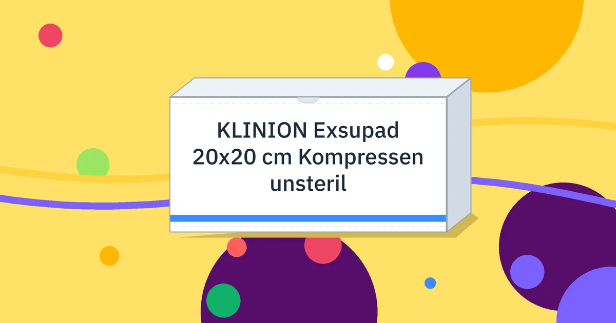 Symbolbild: Packung mit der Aufschrift KLINION Exsupad 20x20 cm Kompressen unsteril (PZN 09731047) – Verfügbarkeit und Bezug in Apotheken in Frankfurt am Main
