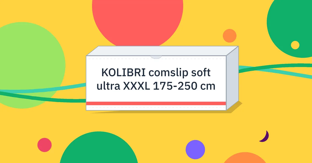 Symbolbild: Packung mit der Aufschrift KOLIBRI comslip soft ultra XXXL 175-250 cm (PZN 14441682) – Verfügbarkeit und Bezug in Apotheken in Frankfurt am Main