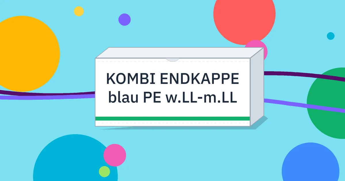 Symbolbild: Packung mit der Aufschrift KOMBI ENDKAPPE blau PE w.LL-m.LL (PZN 08428660) – Verfügbarkeit und Bezug in Apotheken in Frankfurt am Main