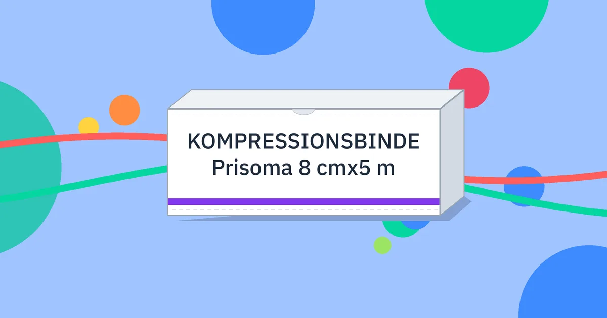 Symbolbild: Packung mit der Aufschrift KOMPRESSIONSBINDE Prisoma 8 cmx5 m (PZN 18717224) – Verfügbarkeit und Bezug in Apotheken in Frankfurt am Main