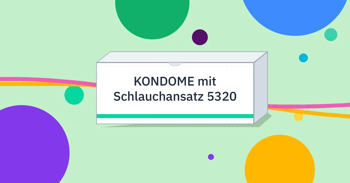 Symbolbild: Packung mit der Aufschrift KONDOME mit Schlauchansatz 5320 (PZN 00586371) – Verfügbarkeit und Bezug in Apotheken in Frankfurt am Main