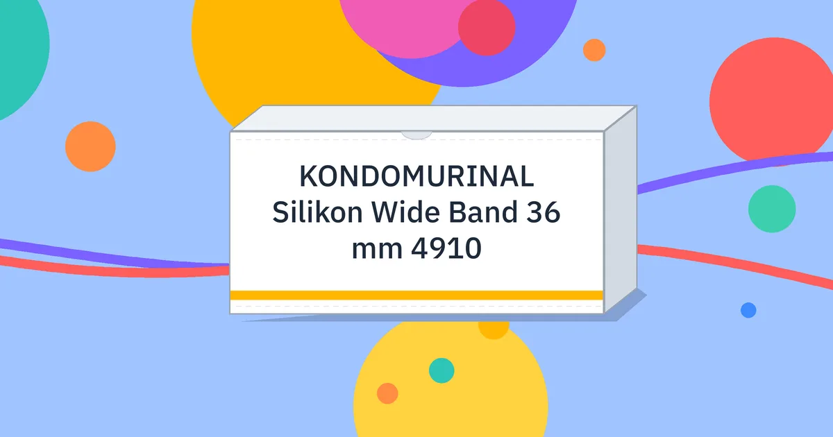 Symbolbild: Packung mit der Aufschrift KONDOMURINAL Silikon Wide Band 36 mm 4910 (PZN 00891772) – Verfügbarkeit und Bezug in Apotheken in Frankfurt am Main