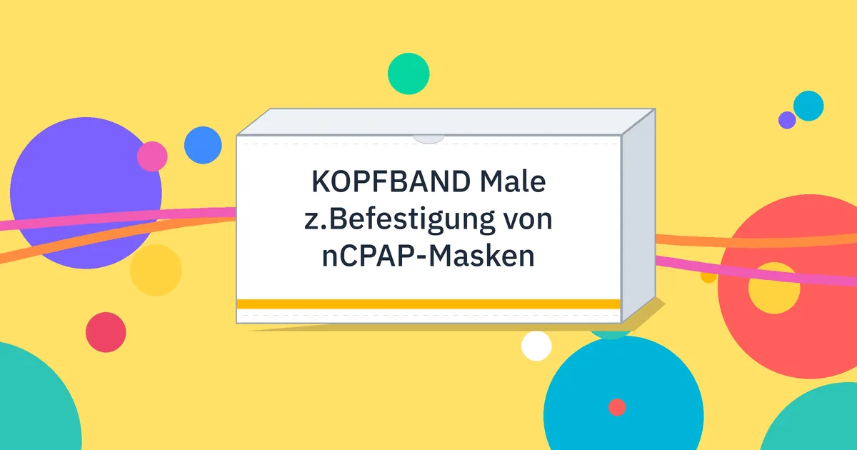 Symbolbild: Packung mit der Aufschrift KOPFBAND Male z.Befestigung von nCPAP-Masken (PZN 02830734) – Verfügbarkeit und Bezug in Apotheken in Frankfurt am Main