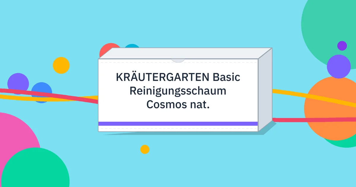Symbolbild: Packung mit der Aufschrift KRÄUTERGARTEN Basic Reinigungsschaum Cosmos nat. (PZN 15816836) – Verfügbarkeit und Bezug in Apotheken in Frankfurt am Main