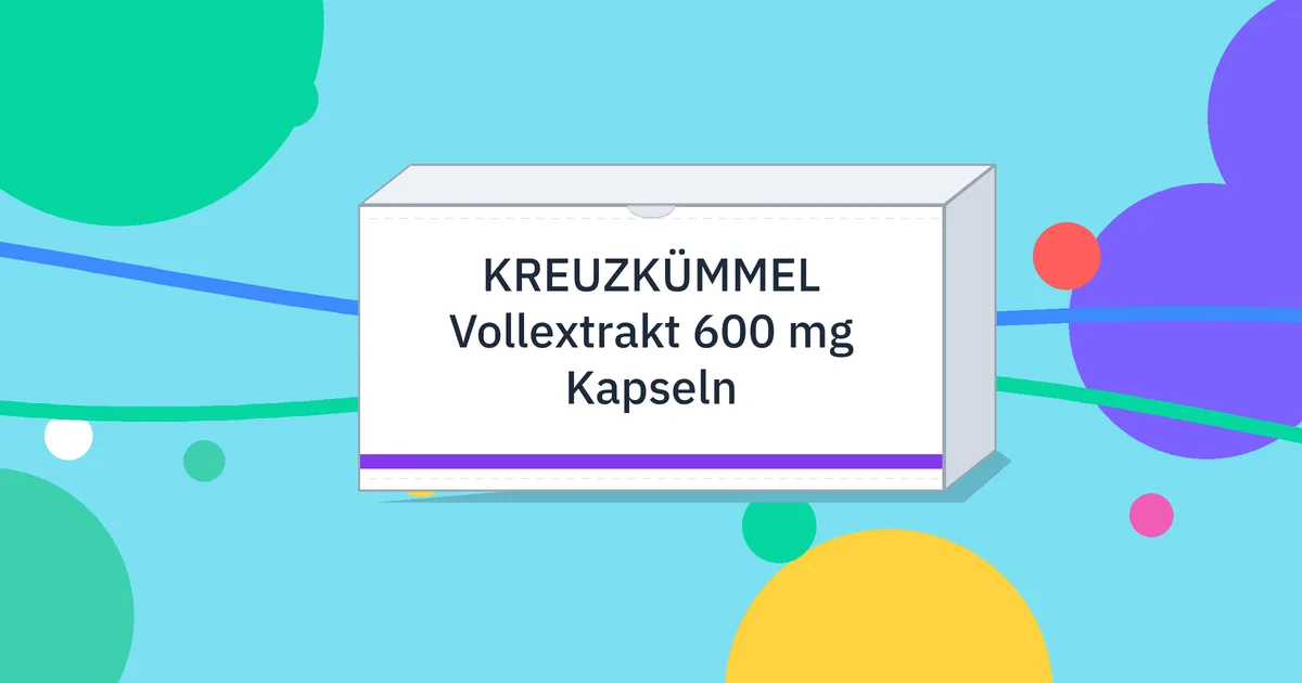 Symbolbild: Packung mit der Aufschrift KREUZKÜMMEL Vollextrakt 600 mg Kapseln (PZN 13418741) – Verfügbarkeit und Bezug in Apotheken in Frankfurt am Main