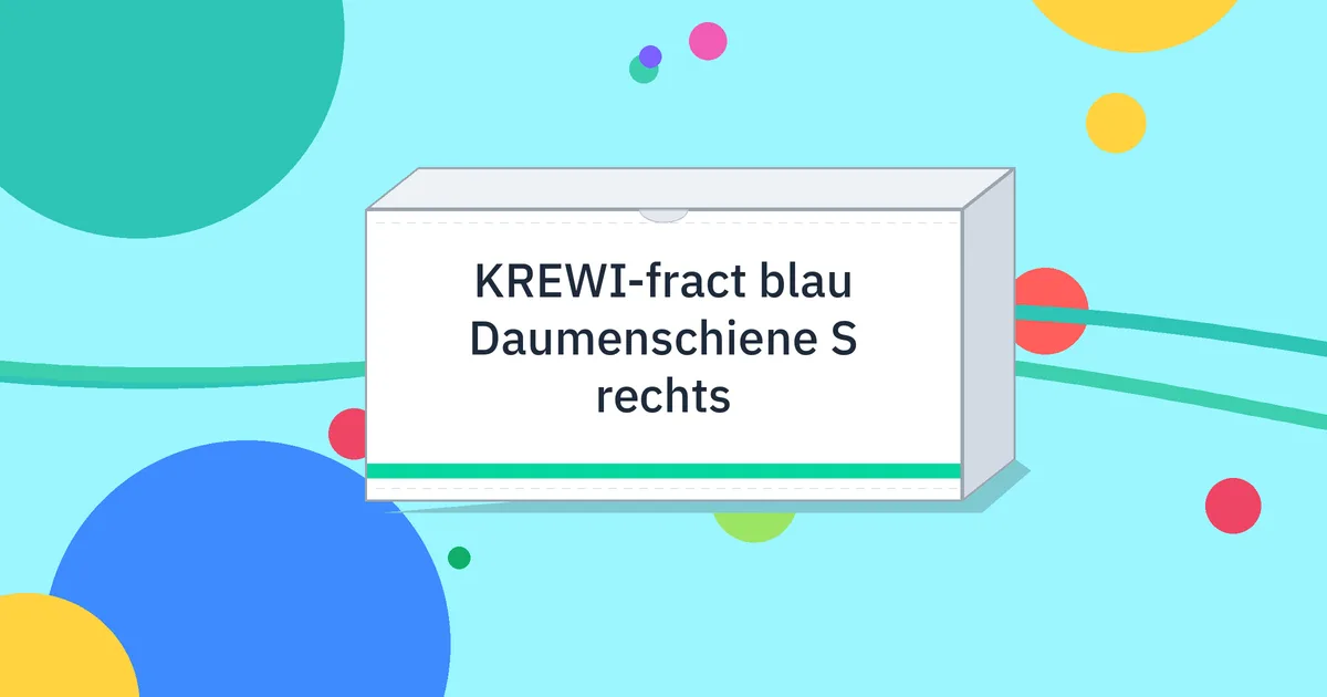 Symbolbild: Packung mit der Aufschrift KREWI-fract blau Daumenschiene S rechts (PZN 17299517) – Verfügbarkeit und Bezug in Apotheken in Frankfurt am Main