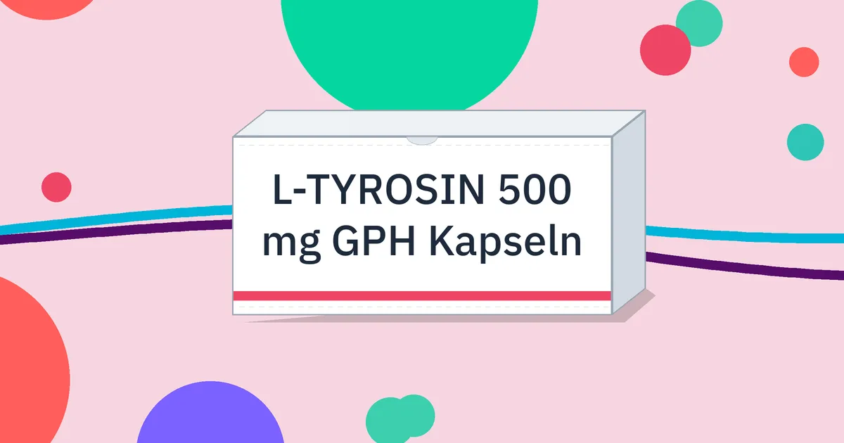 Symbolbild: Packung mit der Aufschrift L-TYROSIN 500 mg GPH Kapseln (PZN 01290690) – Verfügbarkeit und Bezug in Apotheken in Frankfurt am Main