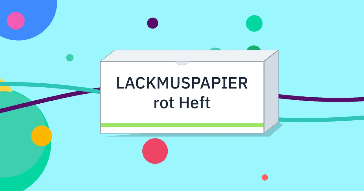 Symbolbild: Packung mit der Aufschrift LACKMUSPAPIER rot Heft (PZN 02664595) – Verfügbarkeit und Bezug in Apotheken in Frankfurt am Main