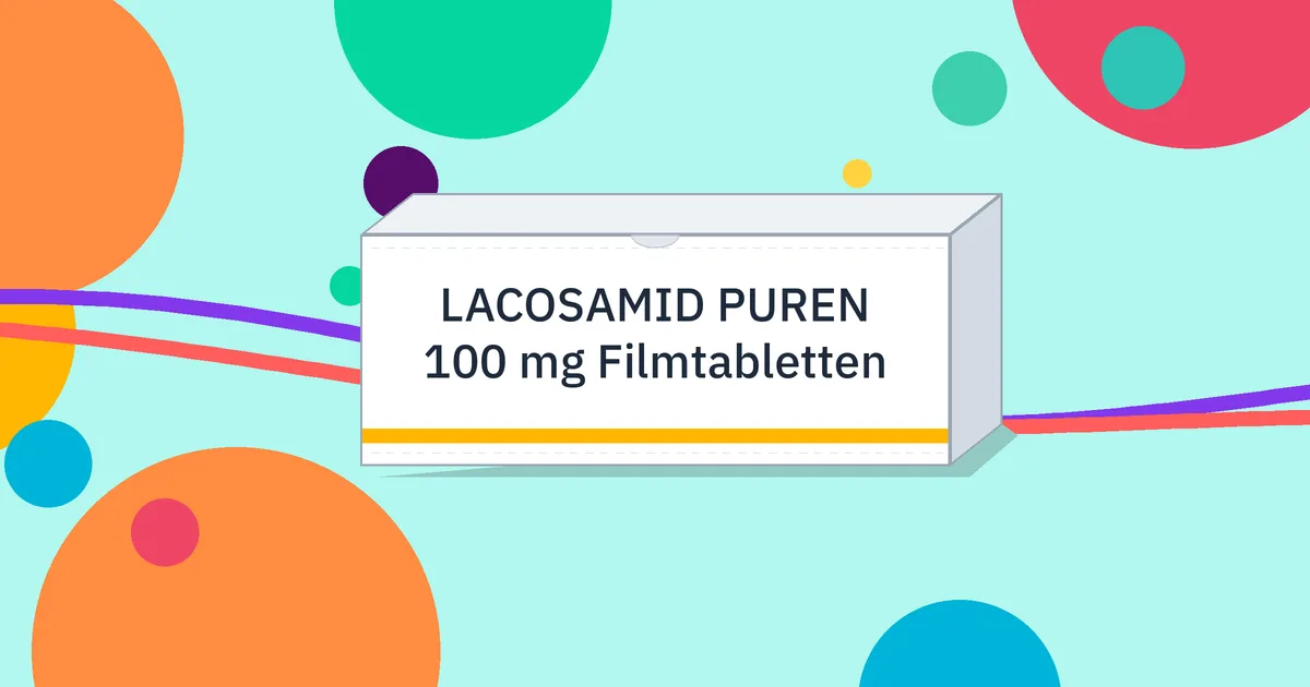 Symbolbild: Packung mit der Aufschrift LACOSAMID PUREN 100 mg Filmtabletten (PZN 17636860) – Verfügbarkeit und Bezug in Apotheken in Frankfurt am Main