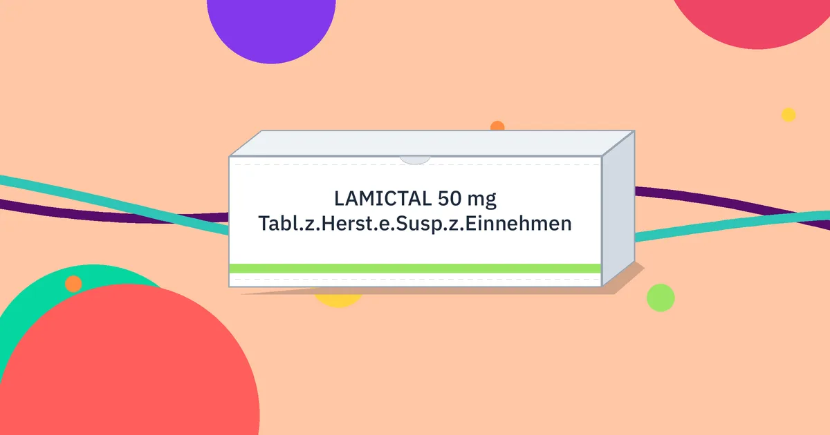 Symbolbild: Packung mit der Aufschrift LAMICTAL 50 mg Tabl.z.Herst.e.Susp.z.Einnehmen (PZN 06108394) – Verfügbarkeit und Bezug in Apotheken in Frankfurt am Main
