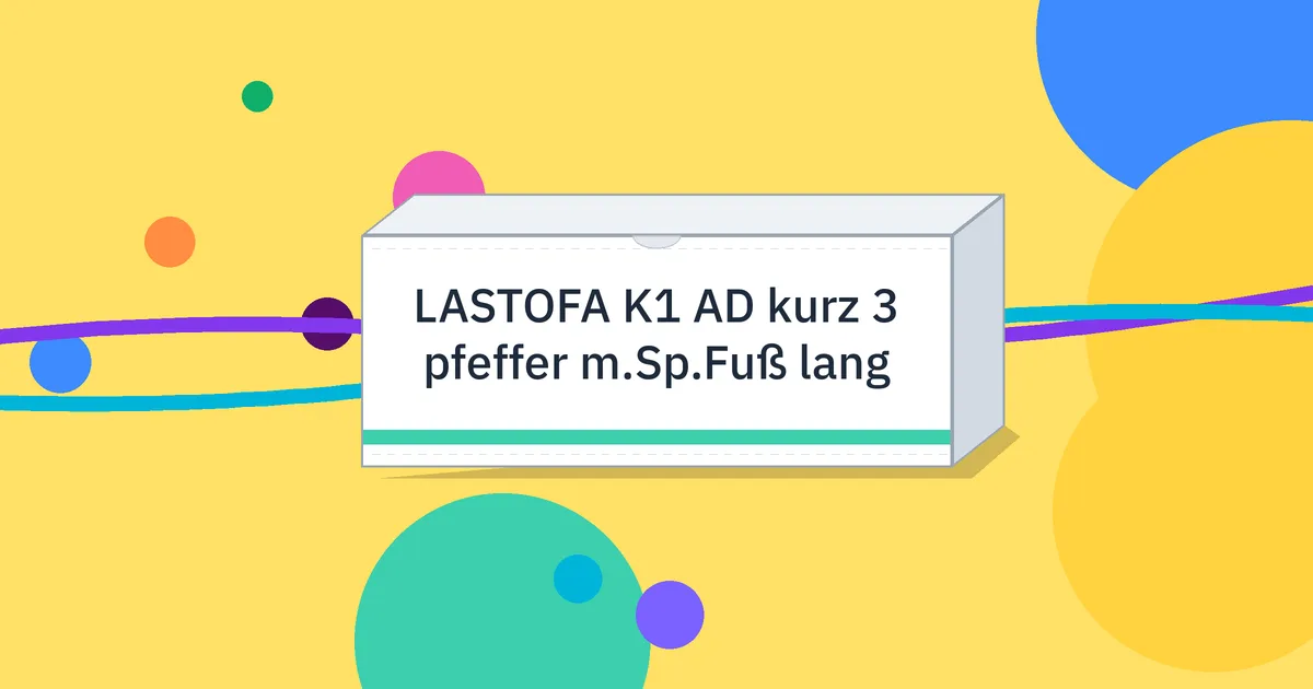 Symbolbild: Packung mit der Aufschrift LASTOFA K1 AD kurz 3 pfeffer m.Sp.Fuß lang (PZN 13787220) – Verfügbarkeit und Bezug in Apotheken in Frankfurt am Main