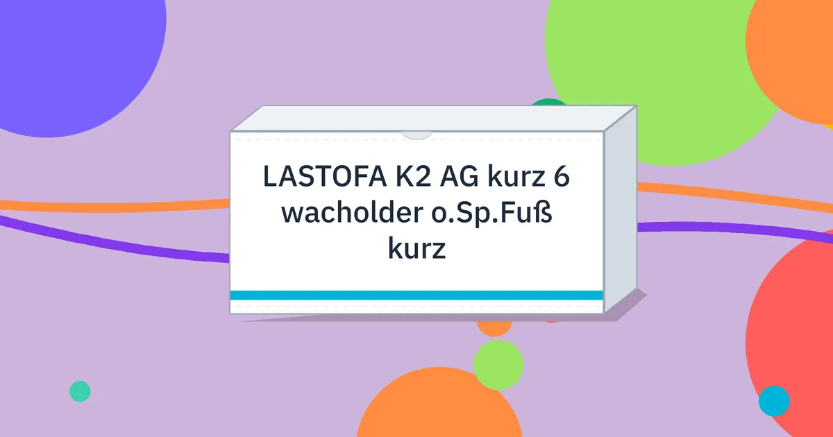 Symbolbild: Packung mit der Aufschrift LASTOFA K2 AG kurz 6 wacholder o.Sp.Fuß kurz (PZN 13807684) – Verfügbarkeit und Bezug in Apotheken in Frankfurt am Main