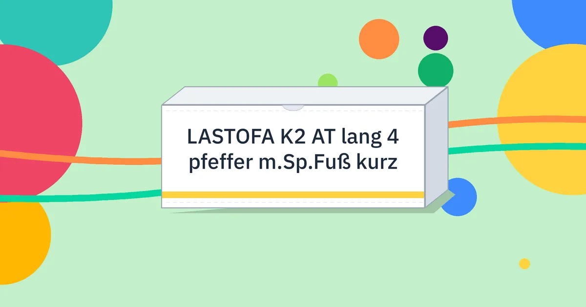 Symbolbild: Packung mit der Aufschrift LASTOFA K2 AT lang 4 pfeffer m.Sp.Fuß kurz (PZN 13809536) – Verfügbarkeit und Bezug in Apotheken in Frankfurt am Main