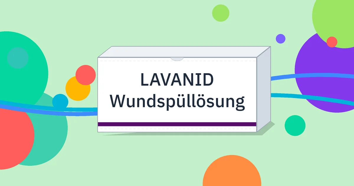 Symbolbild: Packung mit der Aufschrift LAVANID Wundspüllösung (PZN 18660607) – Verfügbarkeit und Bezug in Apotheken in Frankfurt am Main