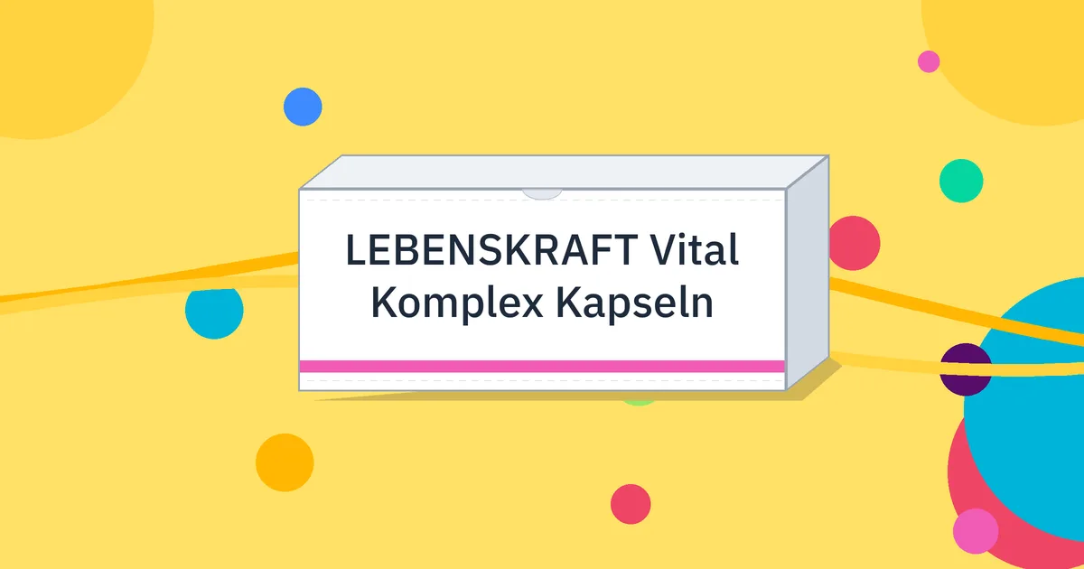 Symbolbild: Packung mit der Aufschrift LEBENSKRAFT Vital Komplex Kapseln (PZN 18602248) – Verfügbarkeit und Bezug in Apotheken in Frankfurt am Main