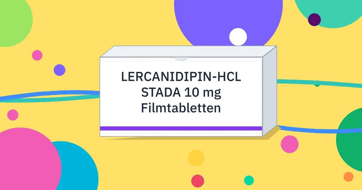 Symbolbild: Packung mit der Aufschrift LERCANIDIPIN-HCL STADA 10 mg Filmtabletten (PZN 06120685) – Verfügbarkeit und Bezug in Apotheken in Frankfurt am Main