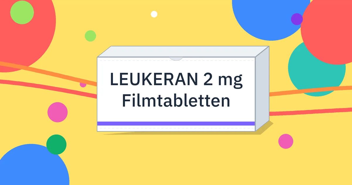 Symbolbild: Packung mit der Aufschrift LEUKERAN 2 mg Filmtabletten (PZN 00461126) – Verfügbarkeit und Bezug in Apotheken in Frankfurt am Main