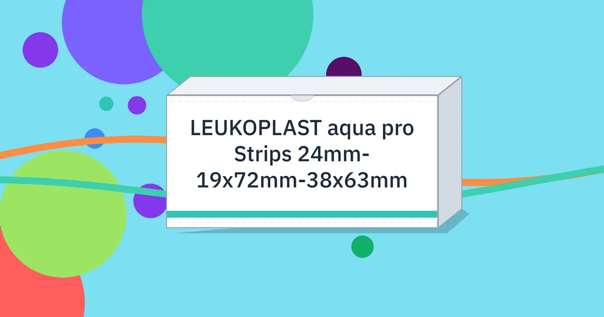 Symbolbild: Packung mit der Aufschrift LEUKOPLAST aqua pro Strips 24mm-19x72mm-38x63mm (PZN 14219920) – Verfügbarkeit und Bezug in Apotheken in Frankfurt am Main
