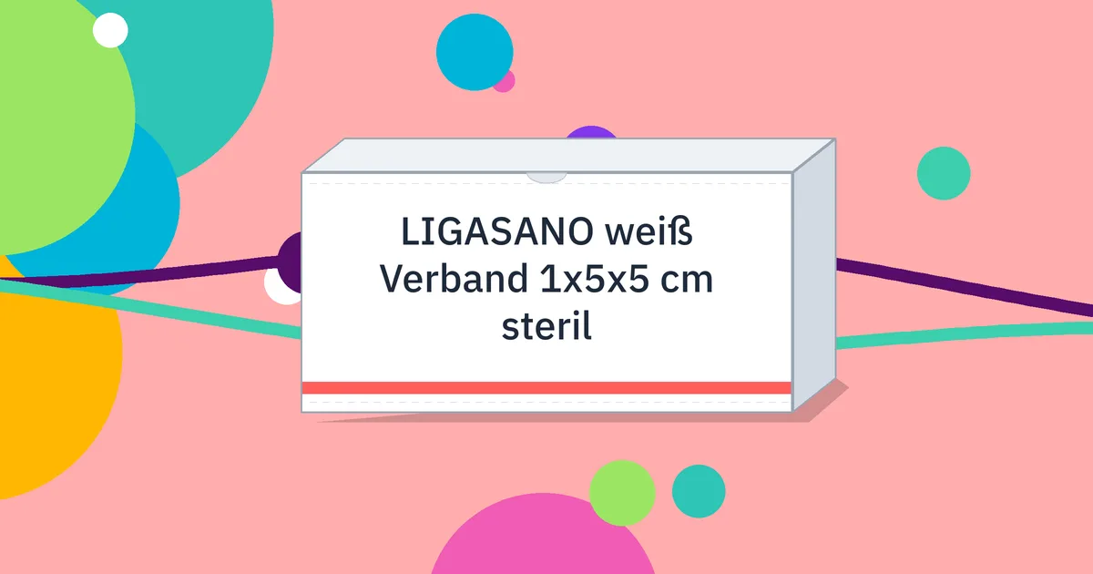 Symbolbild: Packung mit der Aufschrift LIGASANO weiß Verband 1x5x5 cm steril (PZN 19452242) – Verfügbarkeit und Bezug in Apotheken in Frankfurt am Main