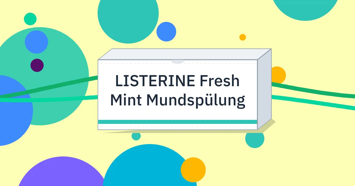 Symbolbild: Packung mit der Aufschrift LISTERINE Fresh Mint Mundspülung (PZN 18754395) – Verfügbarkeit und Bezug in Apotheken in Frankfurt am Main