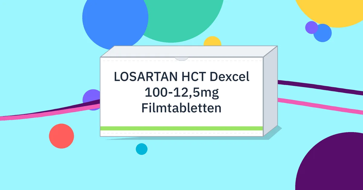Symbolbild: Packung mit der Aufschrift LOSARTAN HCT Dexcel 100-12,5mg Filmtabletten (PZN 08998995) – Verfügbarkeit und Bezug in Apotheken in Frankfurt am Main