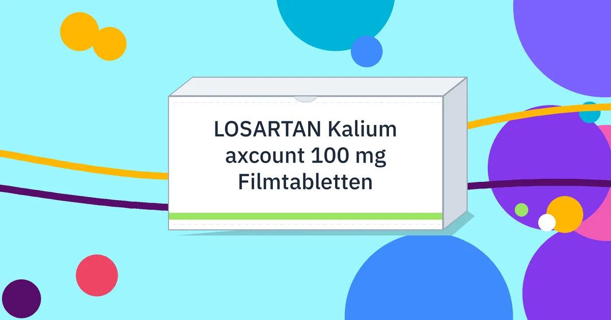 Symbolbild: Packung mit der Aufschrift LOSARTAN Kalium axcount 100 mg Filmtabletten (PZN 05458465) – Verfügbarkeit und Bezug in Apotheken in Frankfurt am Main