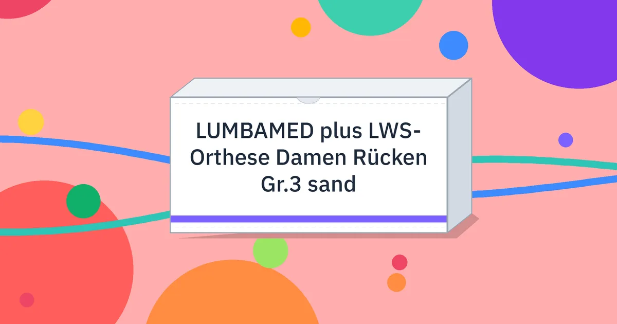 Symbolbild: Packung mit der Aufschrift LUMBAMED plus LWS-Orthese Damen Rücken Gr.3 sand (PZN 18827740) – Verfügbarkeit und Bezug in Apotheken in Frankfurt am Main