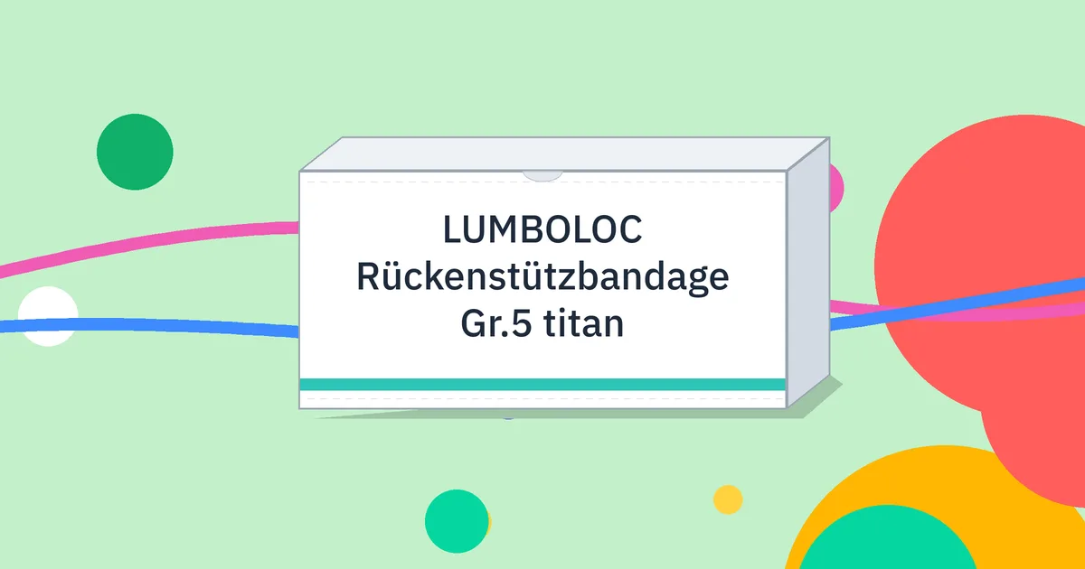 Symbolbild: Packung mit der Aufschrift LUMBOLOC Rückenstützbandage Gr.5 titan (PZN 01286607) – Verfügbarkeit und Bezug in Apotheken in Frankfurt am Main