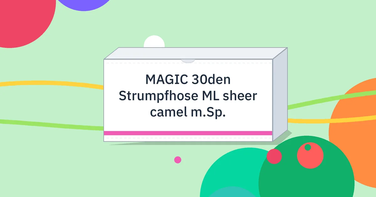 Symbolbild: Packung mit der Aufschrift MAGIC 30den Strumpfhose ML sheer camel m.Sp. (PZN 16182411) – Verfügbarkeit und Bezug in Apotheken in Frankfurt am Main