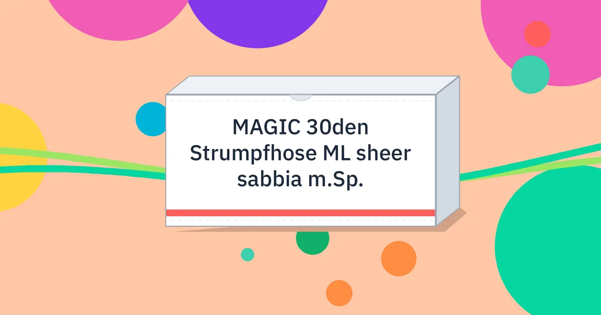 Symbolbild: Packung mit der Aufschrift MAGIC 30den Strumpfhose ML sheer sabbia m.Sp. (PZN 16182285) – Verfügbarkeit und Bezug in Apotheken in Frankfurt am Main