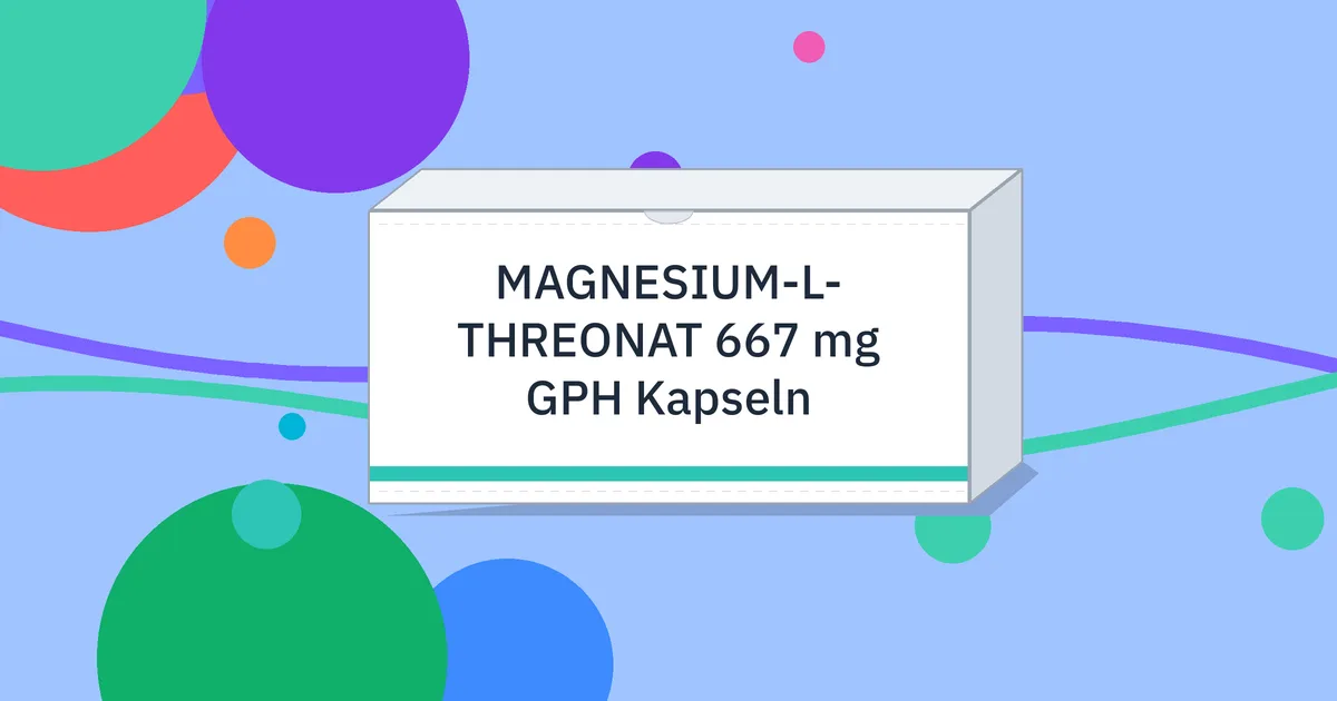 Symbolbild: Packung mit der Aufschrift MAGNESIUM-L-THREONAT 667 mg GPH Kapseln (PZN 20542186) – Verfügbarkeit und Bezug in Apotheken in Frankfurt am Main