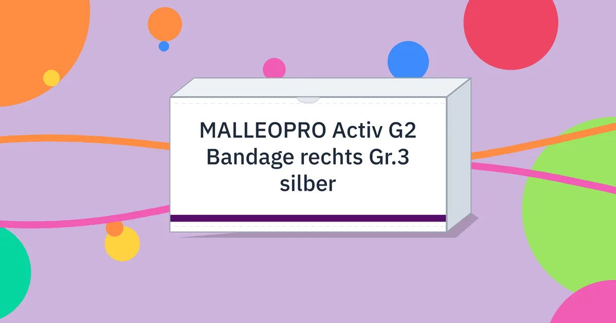Symbolbild: Packung mit der Aufschrift MALLEOPRO Activ G2 Bandage rechts Gr.3 silber (PZN 09730906) – Verfügbarkeit und Bezug in Apotheken in Frankfurt am Main